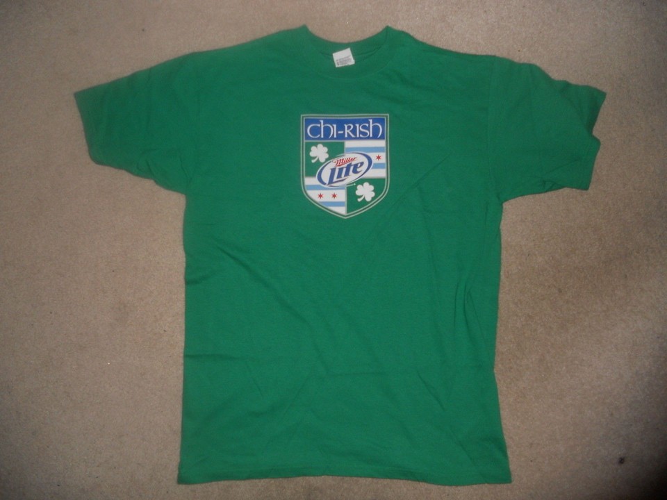 Nwot Miller Lite Beer Shirt St Patrick's Day Chi-Rish Chicago Parade ...