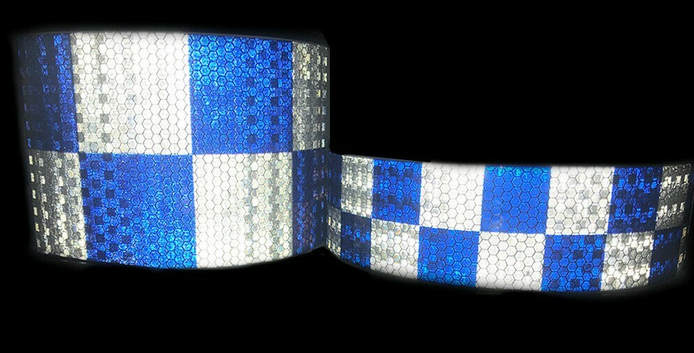 Blue & White Checker Checkered Chequer Adhesive Reflective Tape - VAT ...