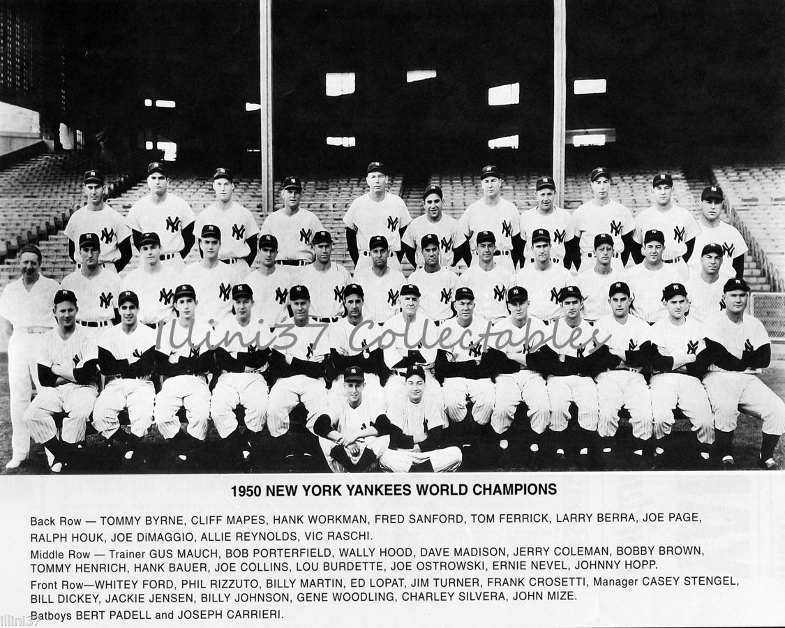 1950 NEW YORK YANKEES BASEBALL WORLD SERIES CHAMPIONS 8X10 TEAM PHOTO ...