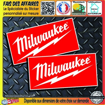 lot 2 Stickers autocollant Milwaukee outillage bricolage adhésif tool ...