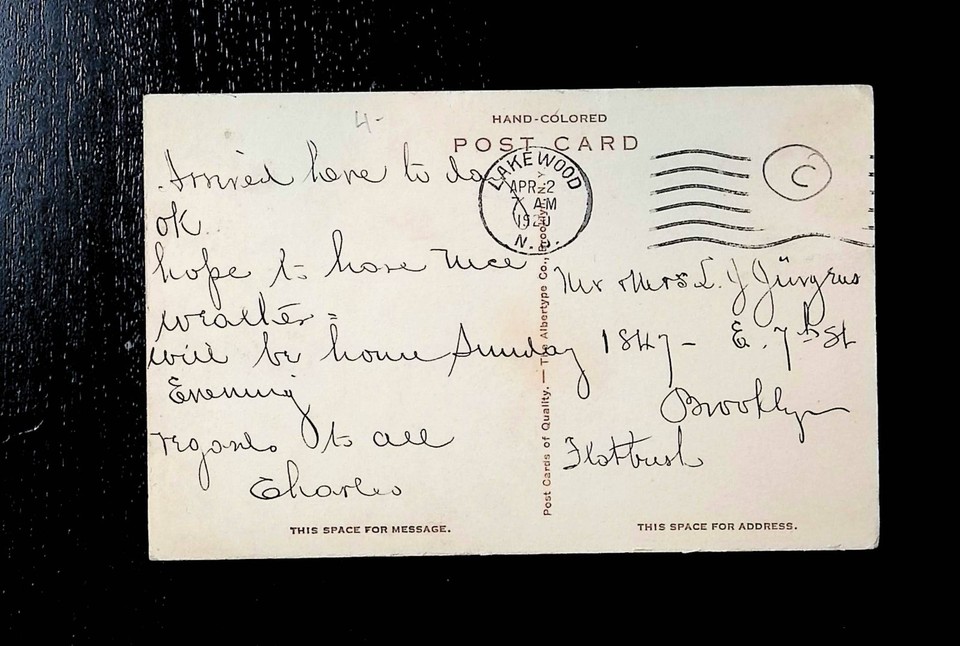 Laurel House Lakewood Hand Color Albertype 1920 New Jersey Postcard G18 ...