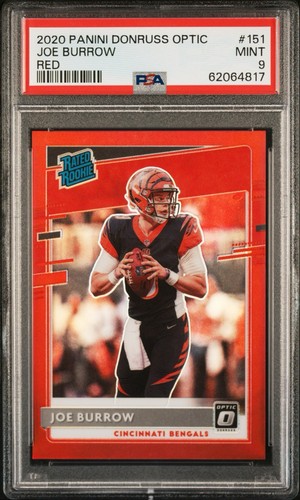 2020 Donruss Optic JOE BURROW Rated Rookie Red Prizm /99 PSA 9 MINT RC ...