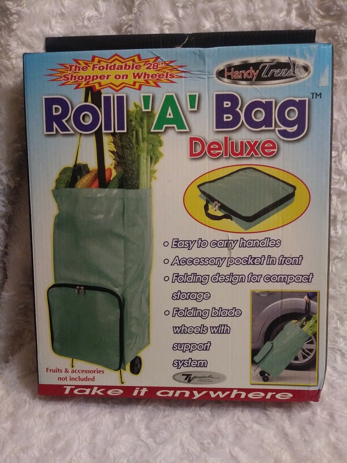 Roll A Bag Foldable Wheeled Shopping Tote Cart | eBay