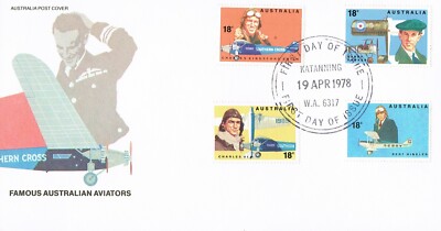 FAMOUS AUSTRALIANS AVIATORS SOUTHERN CROSS FIRST DAY COVER KATANNING W ...