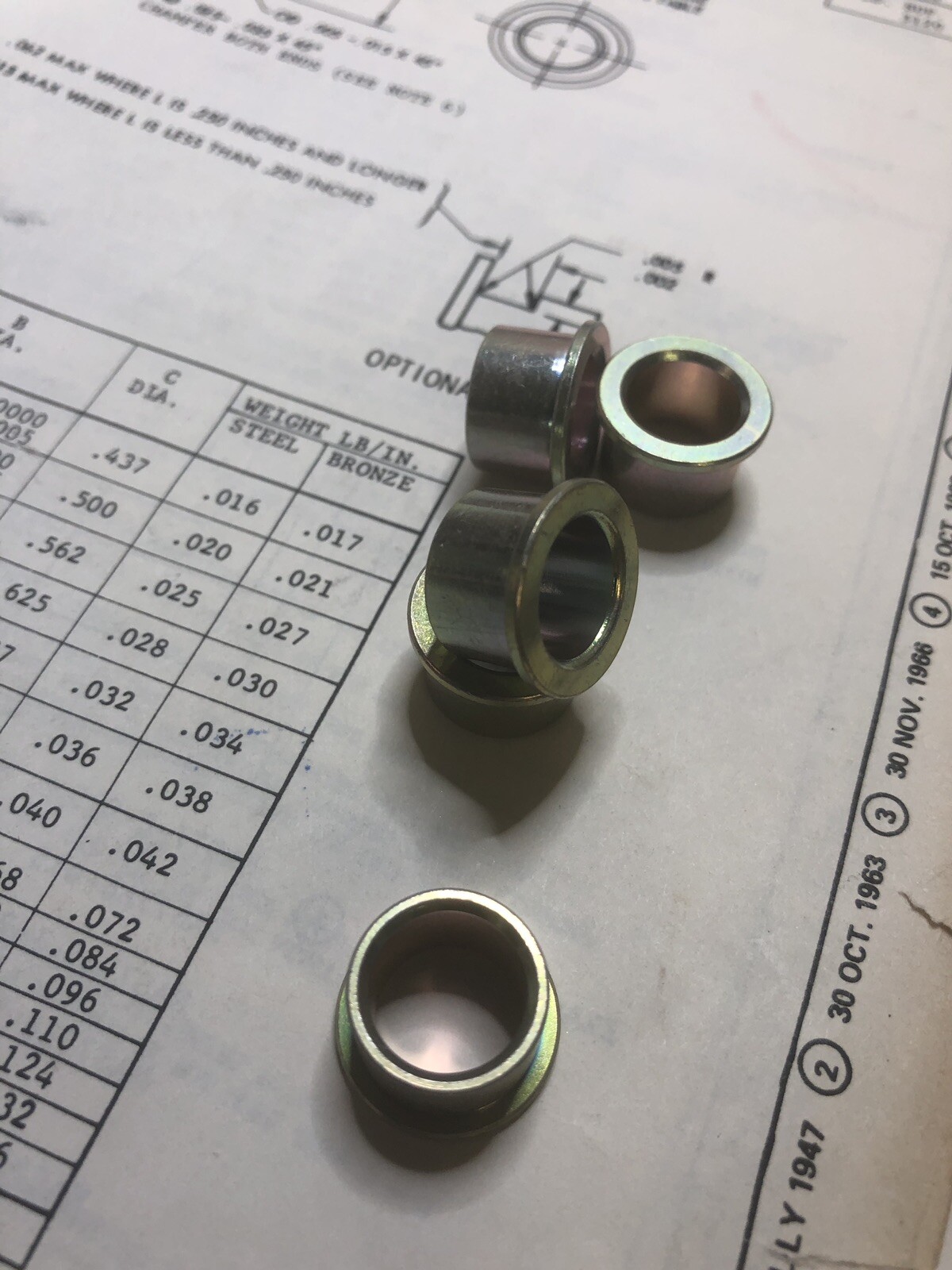 (5ea) NAS77-7-035 7/16” Flange Bushing, 0.35 Grip, .686” Flange, Steel ...