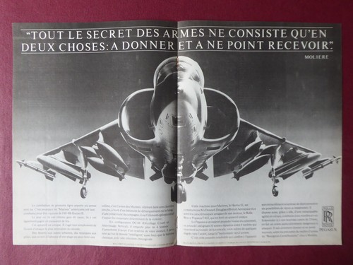 11/1984 PUB ROLLS-ROYCE PEGASUS F402 ENGINE AV-8B HARRIER II MOLIERE ...