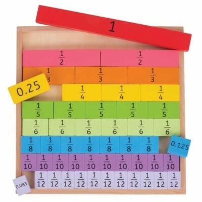 Brightly Coloured Wooden Fractions Tray, visual and tactile - Bigjigs ...