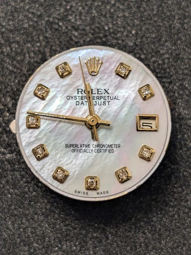 ROLEX Complete Movement Caliber No. 2035 MOP/18K Dial & Diamond Indices ...
