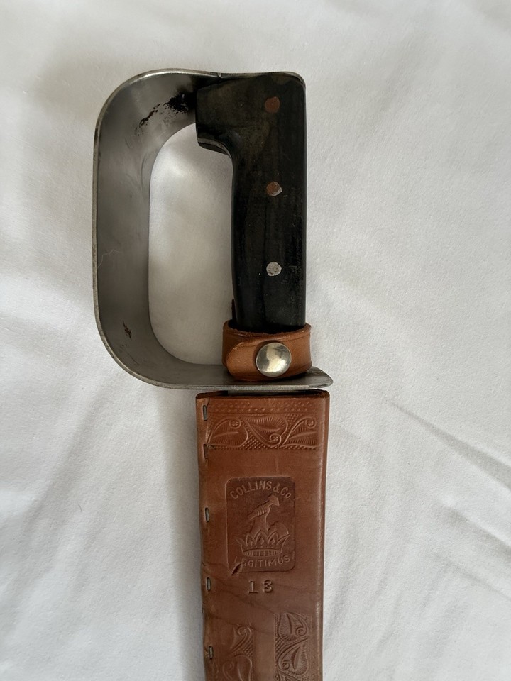 RARE Collin's & Co Legitimus 13 Combat Sword Machete w Leather Sheath ...
