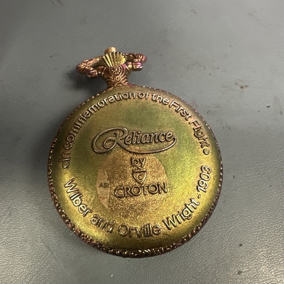 Vintage Men’s Pocket Watch Croton Reliance Wright Brothers First Flight ...