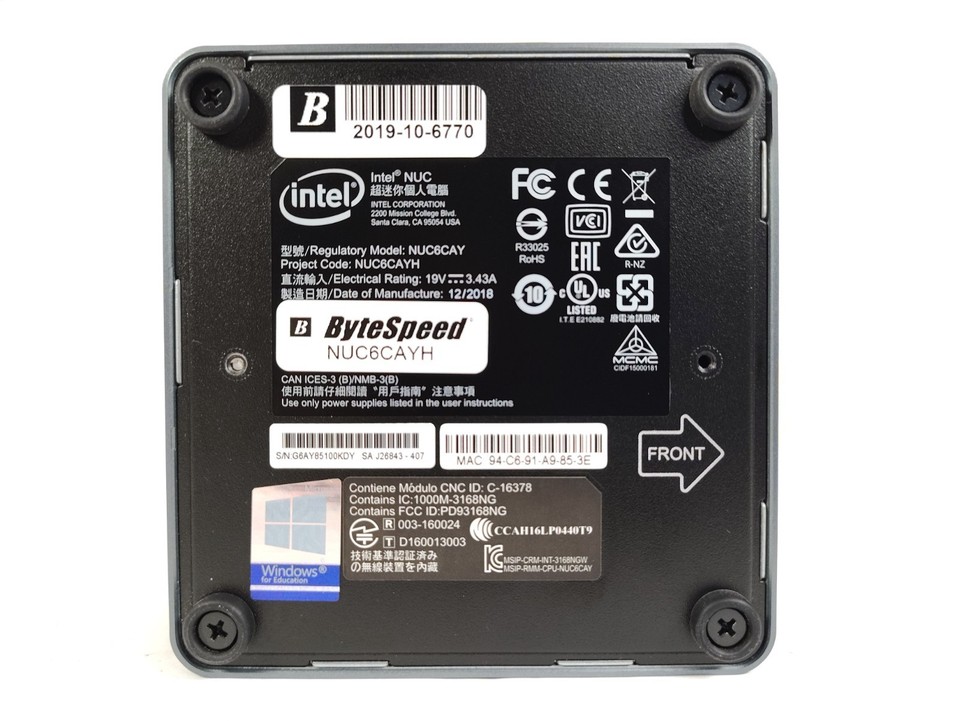 ByteSpeed Intel NUC NUC6CAY Mini PC Celeron J3455 Bare Bones - WiFi ...