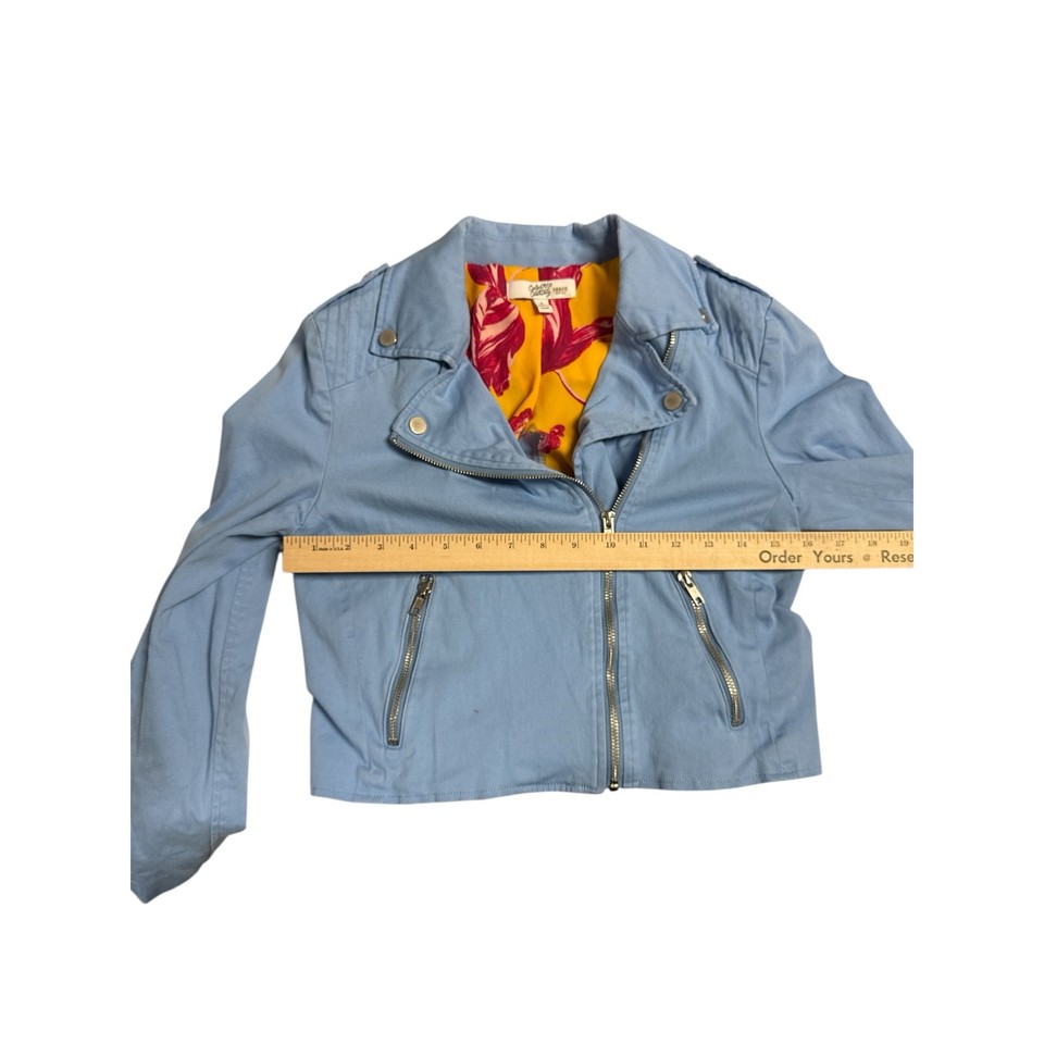 Color Me Courtney Dennis Cotton Blend Lightweight Moto Biker Jacket in ...