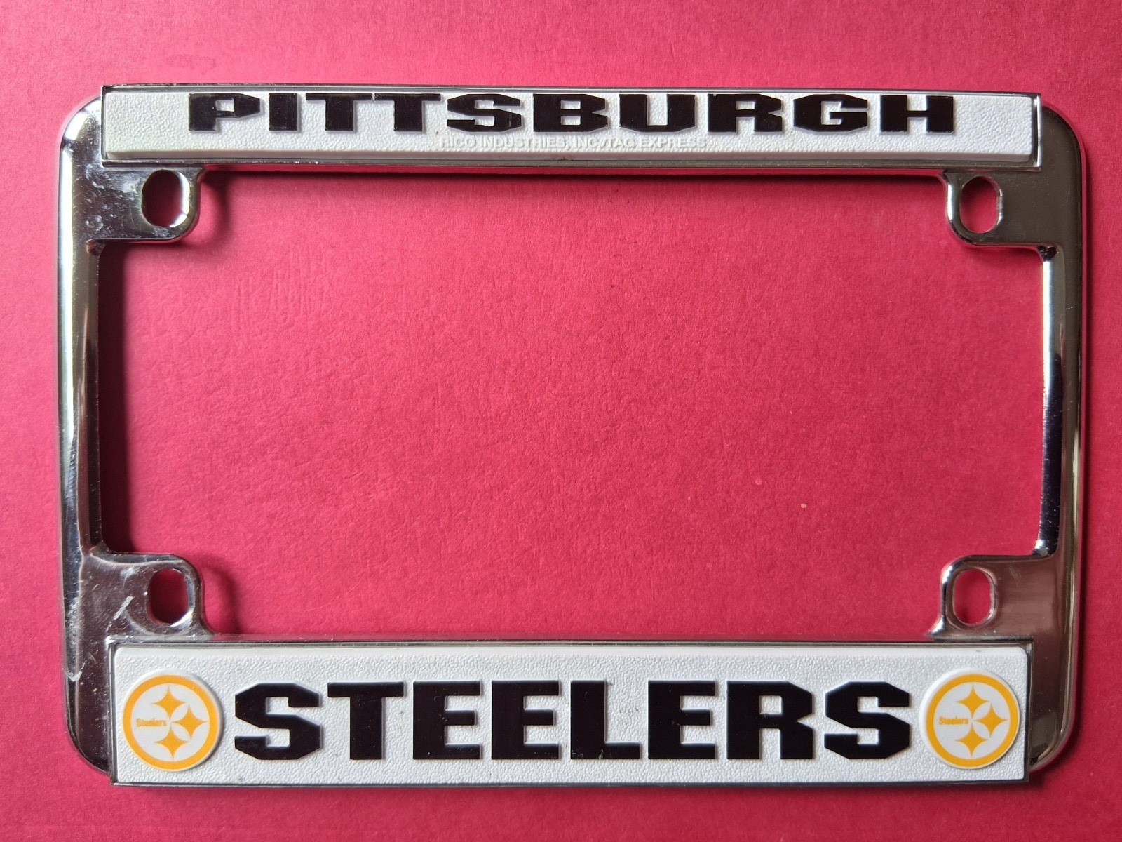 Pittsburgh Steelers MOTORCYCLE Metal License Plate Frame NFL Excellent ...