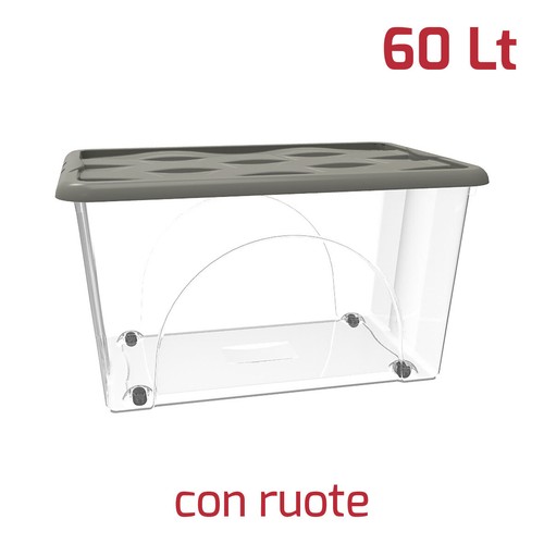 Cesta Box Storage Dune 60LT 4 Ruote Salvaspazio Trasparente e Talpa ...
