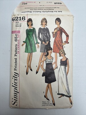Simplicity Sewing Pattern 6216 Misses Dress in Two Lengths Size 12 Bust ...