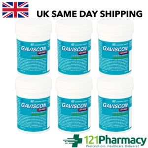 Gaviscon Advance Chewable Peppermint - 6x 60 Tablets (6 packs ...