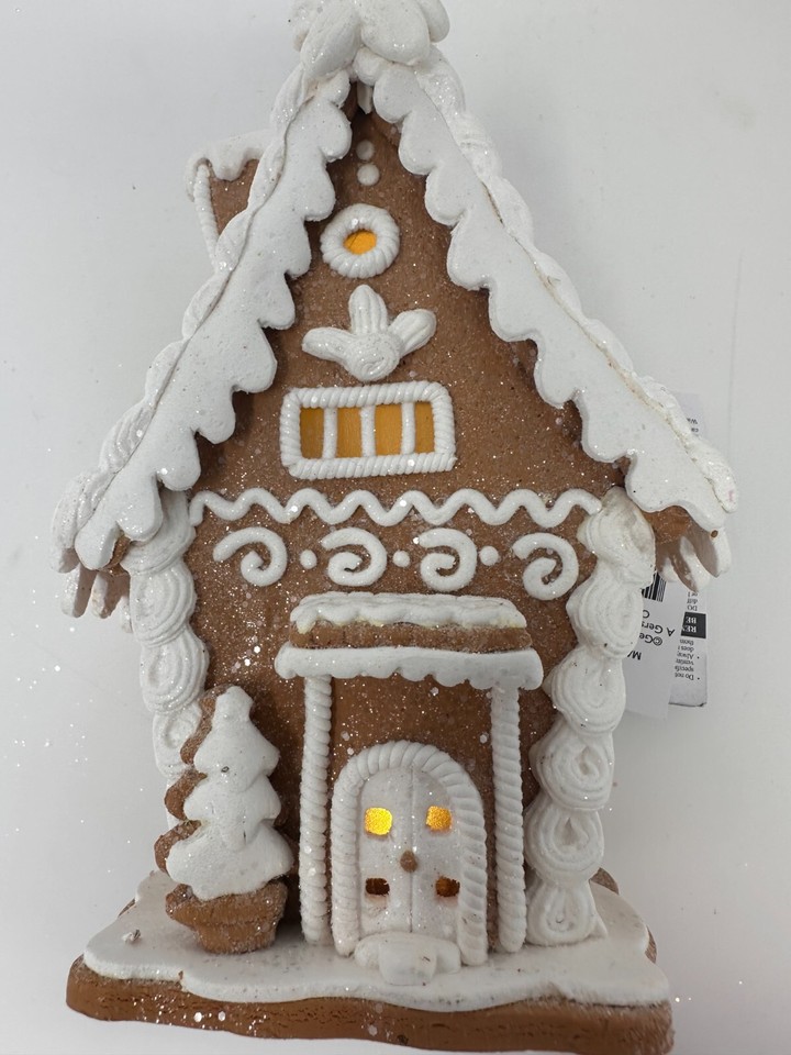 Neutral Gingerbread House, Christmas Village, Brown & White, NEW 7 ...