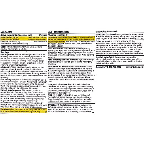 Arthriten Inflammatory Pain Formula Caplets with 3 Active Ingredients ...