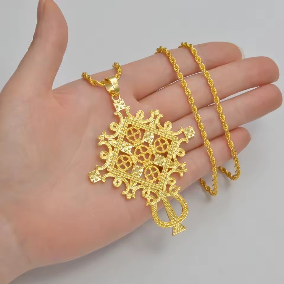 Ethiopian Coptic Cross Ancient African Christian Religion Gold Pendant ...