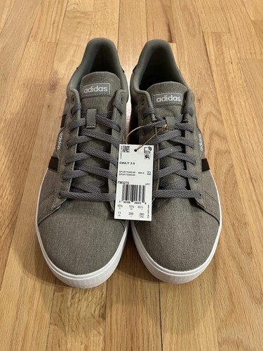 New Adidas Men’s Size 11 Daily 3.0 Gray & White Skateboarding Shoes ...