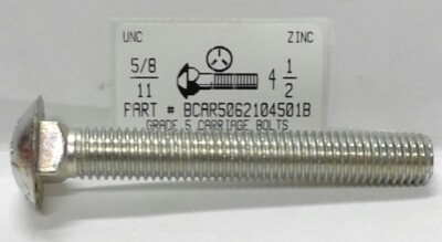 5/8-11X4-1/2 CARRIAGE BOLTS GRADE 5 STEEL ZINC PLATED (5) | eBay