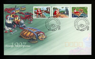 Postal History Christmas Island FDC #407-409 Christmas Santa Claus 1997 ...