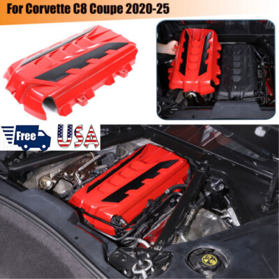 Red Engine Bay Panel Cover Trim in Edge Black For Corvette Coupe C8 ...