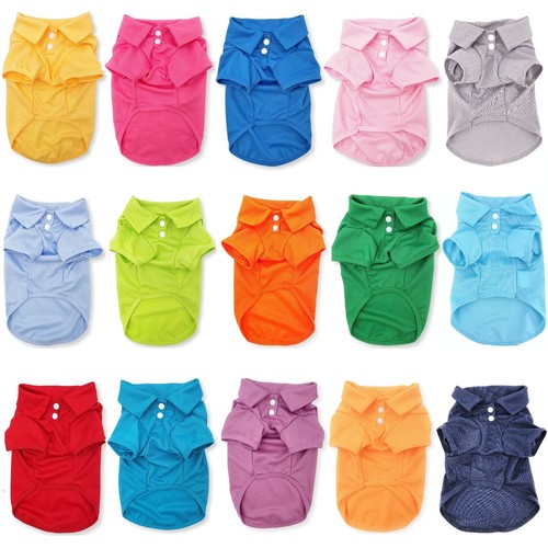 Dog Puppy Cat Polo Shirt T-Shirt Solid Clothes Apparel For SMALL Pet ...