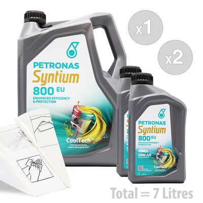 Car Engine Oil Service Kit / Pack 7 LITRES PETRONAS Syntium 800 EU 10W ...