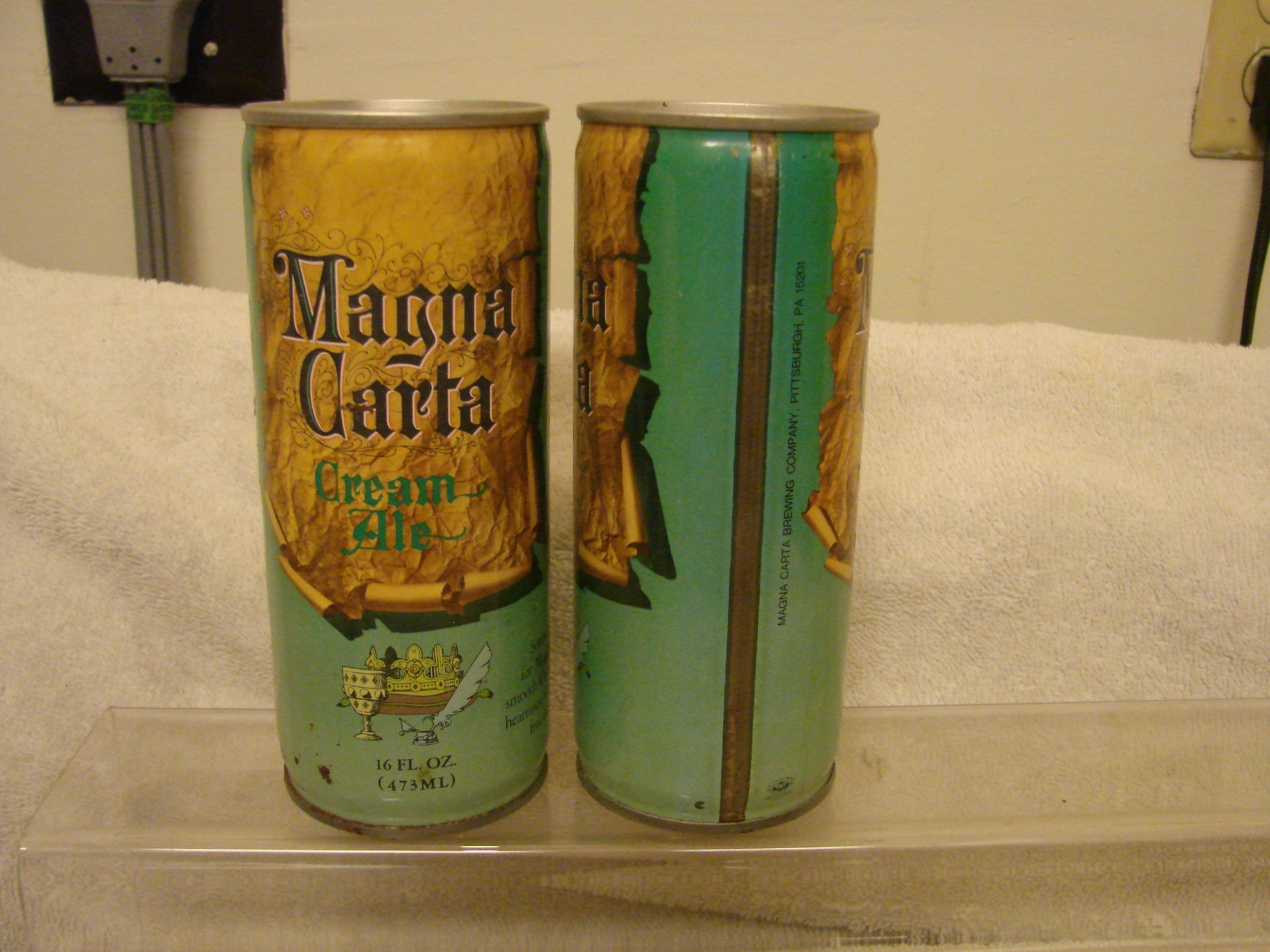 (2) MAGNA CARTA CREAM ALE 16 OZ. PULL TAB BEER CANS B/O TABS INTACT ...