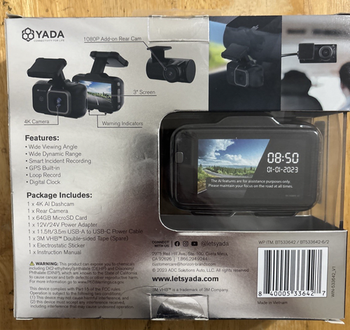 YADA Roadcam AI Plus Front & Rear 1080P 4K Dash Camera (BT533642)... S ...