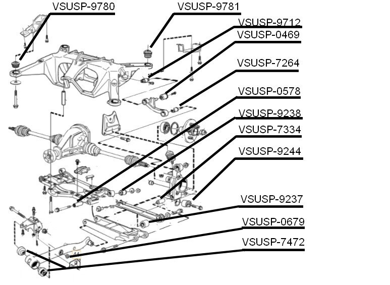 6819712 Bushing, Suspension Rear axle (multilink) VOLVO 960 S70 V90 ...