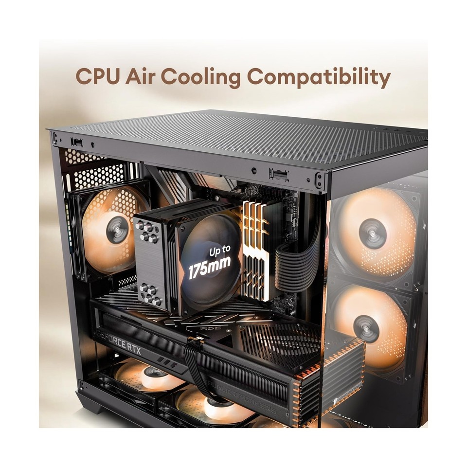 Genuine Walnut Wood PC Case, Pre-Installed 4 x 120mm ARGB & PWM Fans ...