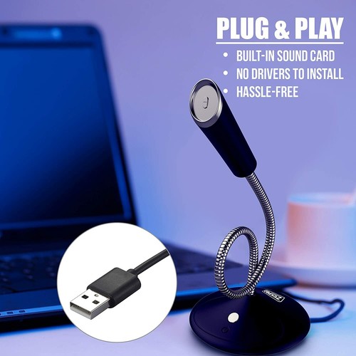 USB Computer Microphone Plug Play Podcast Vocal Voice Studio Recording ...
