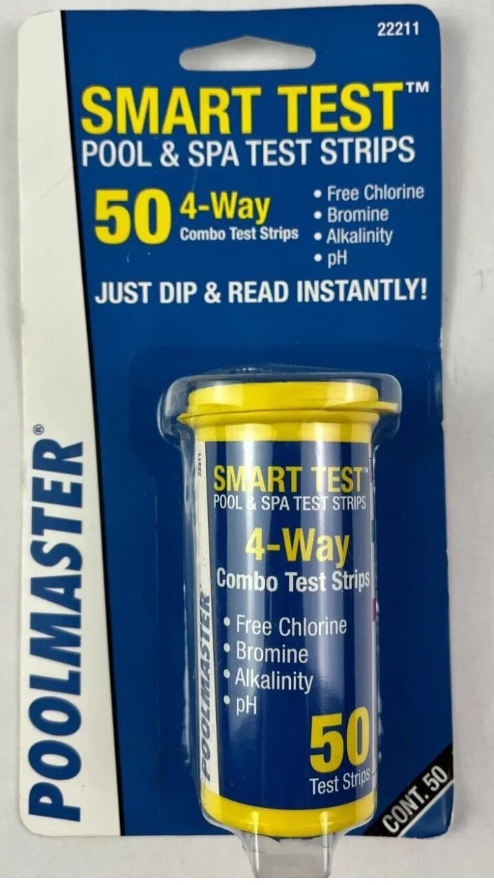 Poolmaster 22211 Smart Test 4-Way Pool & Spa Test Strips 50 Count Free ...