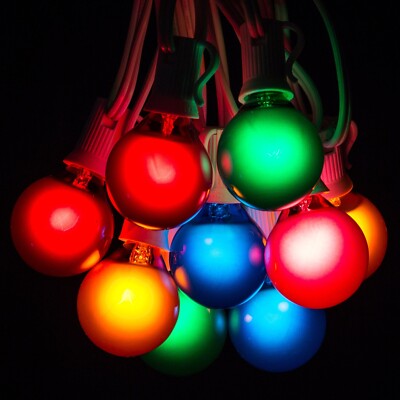G40 Multi Color String Lights for Party Bedroom - White Wire - 10’ 25 ...