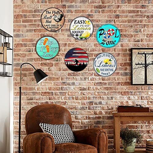 Round Metal Tin Sign Rustic Wall Decor Wall Plaque Koi Fish Wreath ...