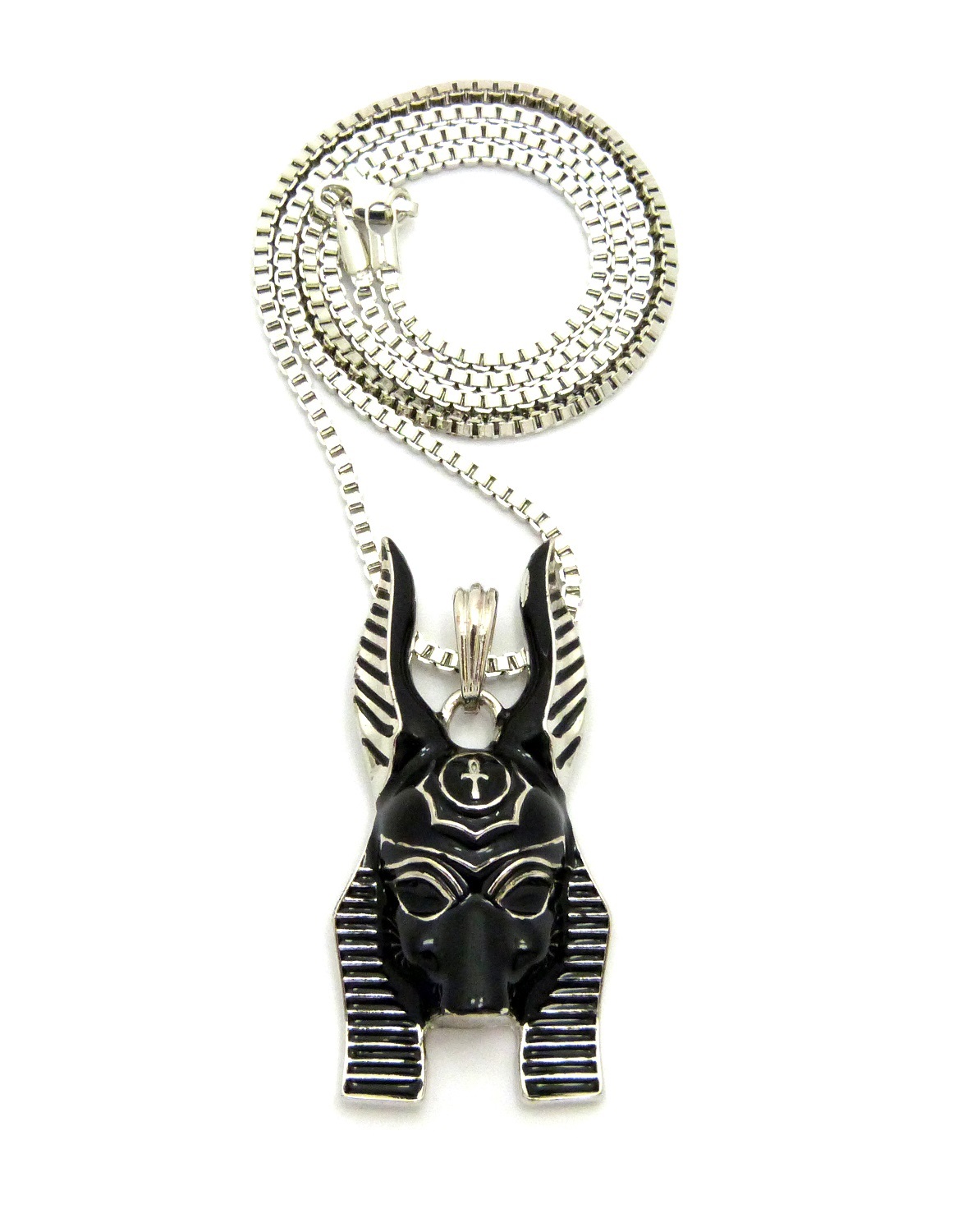 NEW EGYPTIAN ANUBIS HEAD PENDANT & 3mm/24" BOX CHAIN HIP HOP NECKLACES ...