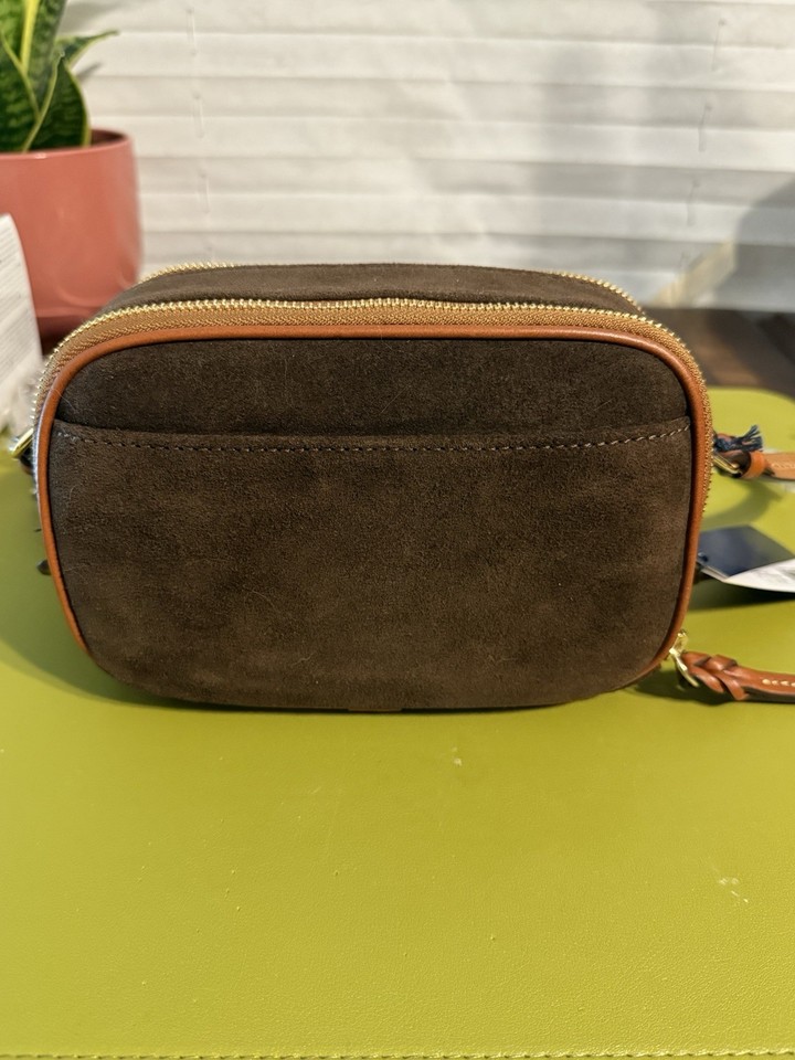 NWT Dooney & Bourke TMoro Brown Sawyer Dual Zip Leather Camera ...