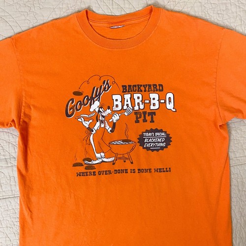 Vintage Disney Store Goofys BBQ T Shirt Graphic Front Hit Orange 90s ...