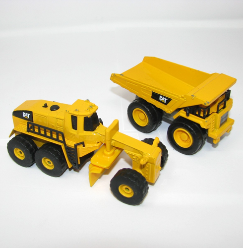 CATERPILLAR CAT 1:55 Diecast Yellow Road Grader, Dump Truck Funrise ...