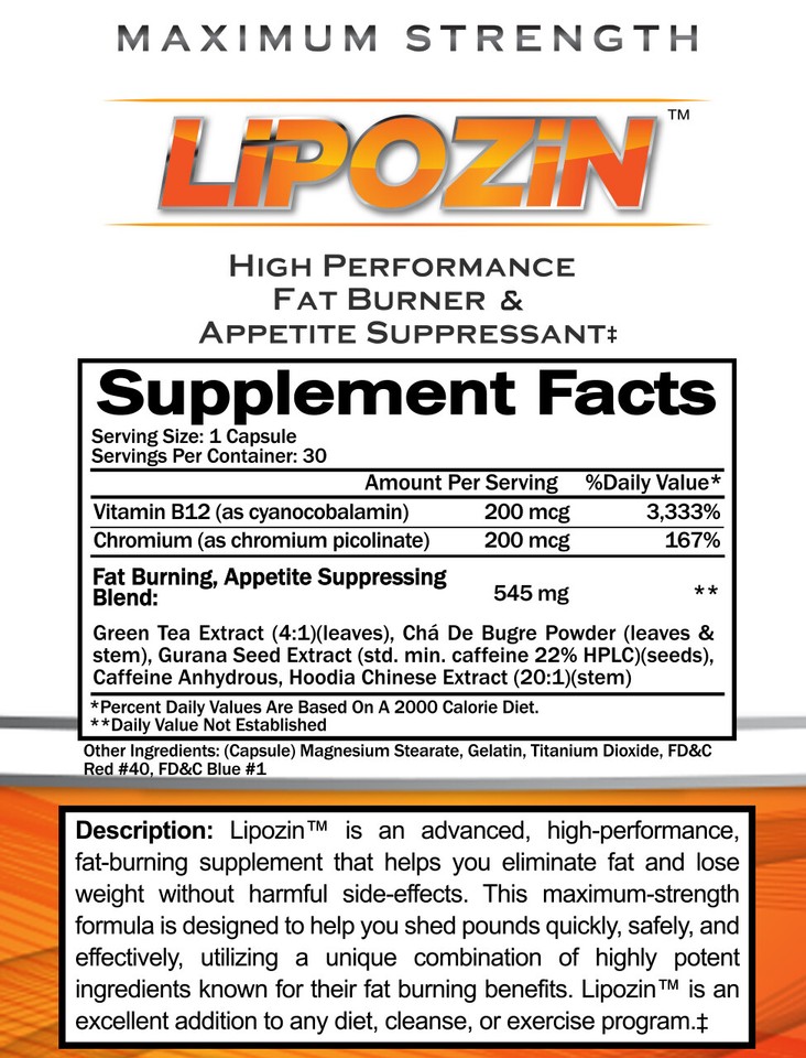 Lipozin Hardcore Thermogenic Belly Fat Burner & Appetite Suppressant ...