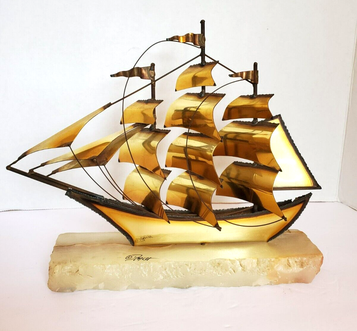 Vintage 1970's Demott Clipper Ship Agate Stone Nautical Signed | eBay