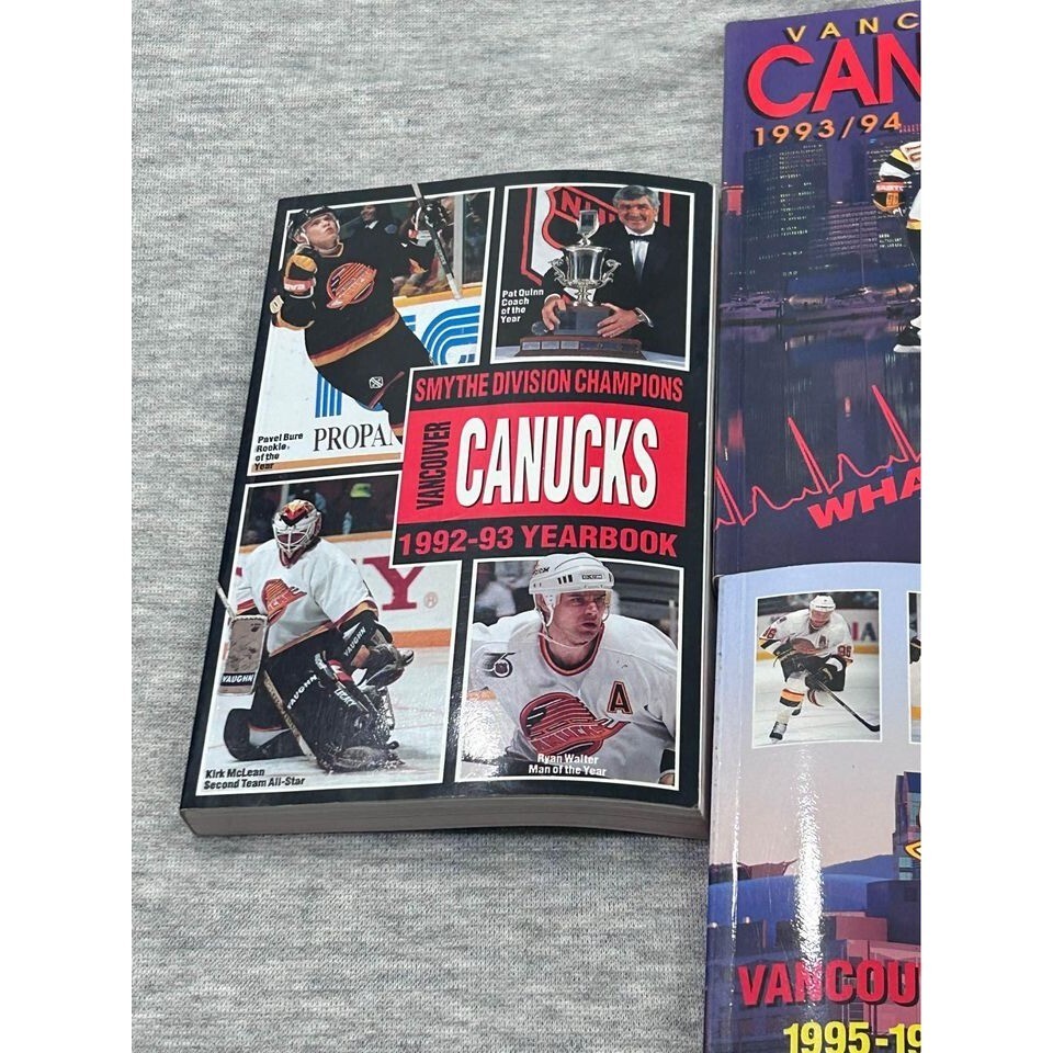 Vancouver Canucks Media Guides vintage 1990a Trevor Linden Kirk Mclean ...