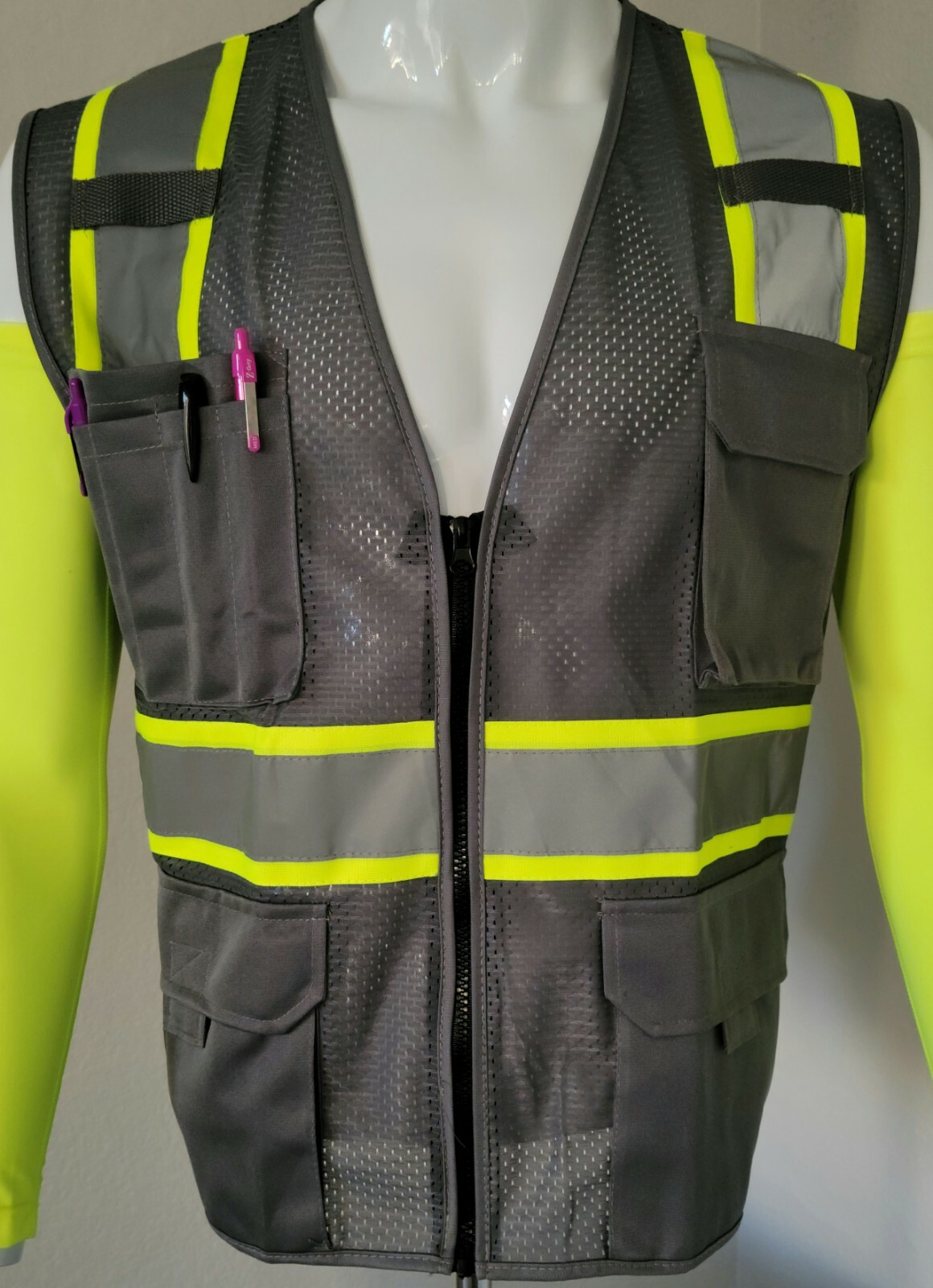 FX Two Tone High Visibility Reflective Gray Safety Vest | eBay