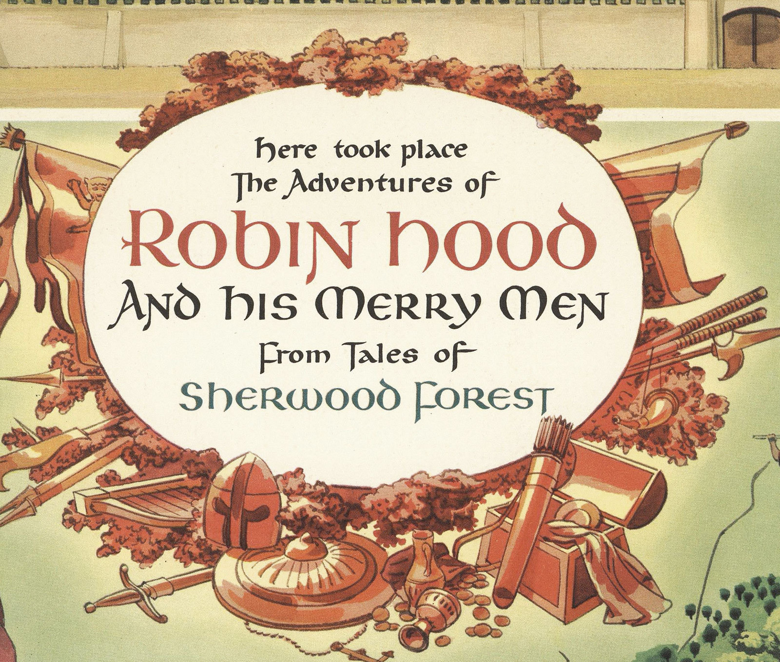 Map Robin Hood and His Merry Men Sherwood Forest Pictorial Wall Art ...