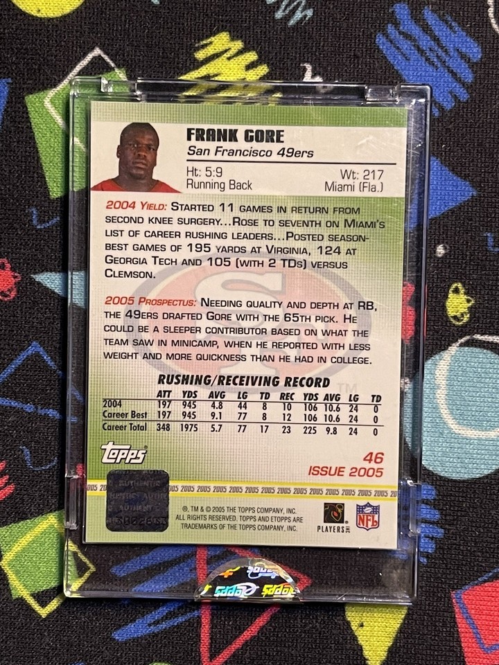 2005 eTopps #46 Frank Gore Rookie RC On Card Auto Uncirculated /99 | eBay