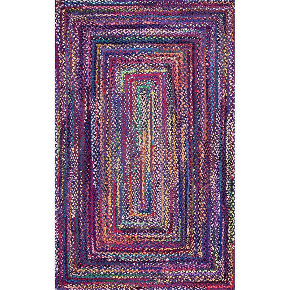 Large Hand Braided Cotton Chindi Rug Area Rag Bohemian Home Decor ...