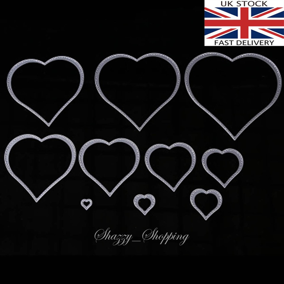 Heart Nesting Dies metal cutting die cutter set 10 dies UK Seller Fast ...