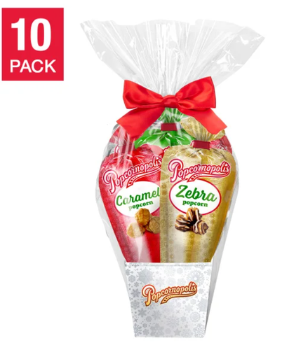 Popcornopolis Metallic Holiday 5-count Mini Cone Gift Basket, 10-pack ...